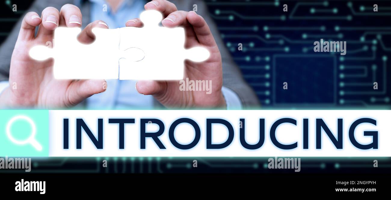 Sign displaying Introducing. Internet Concept Presenting a topic or ...