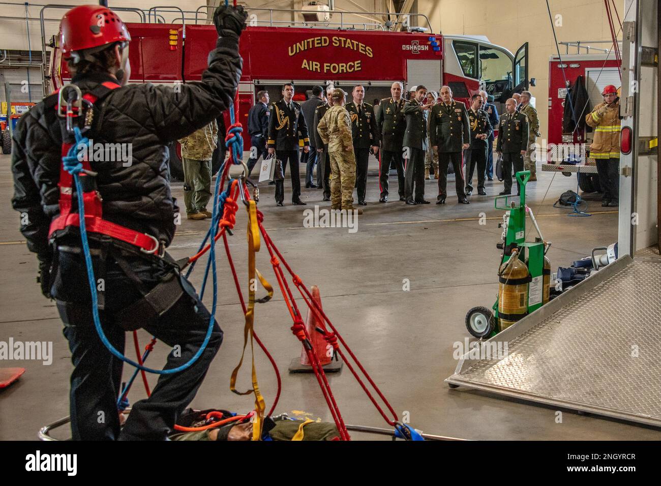 U.S. Air Force firefighters with the 137th Special Operations Civil ...