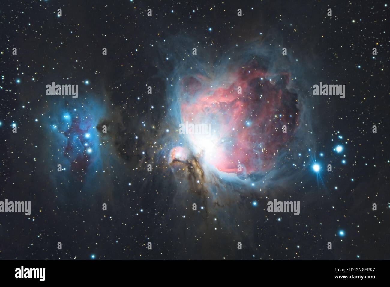 The Great Orion Nebula (Messier 42) and the Running Man Nebula. Stars night sky backgrounds ...