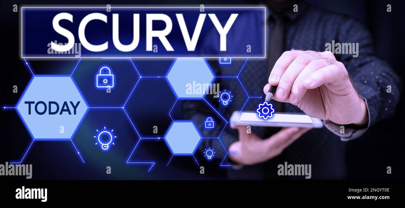 Handwriting text Scurvy. Word for disease caused by a lack of vitamin C ...