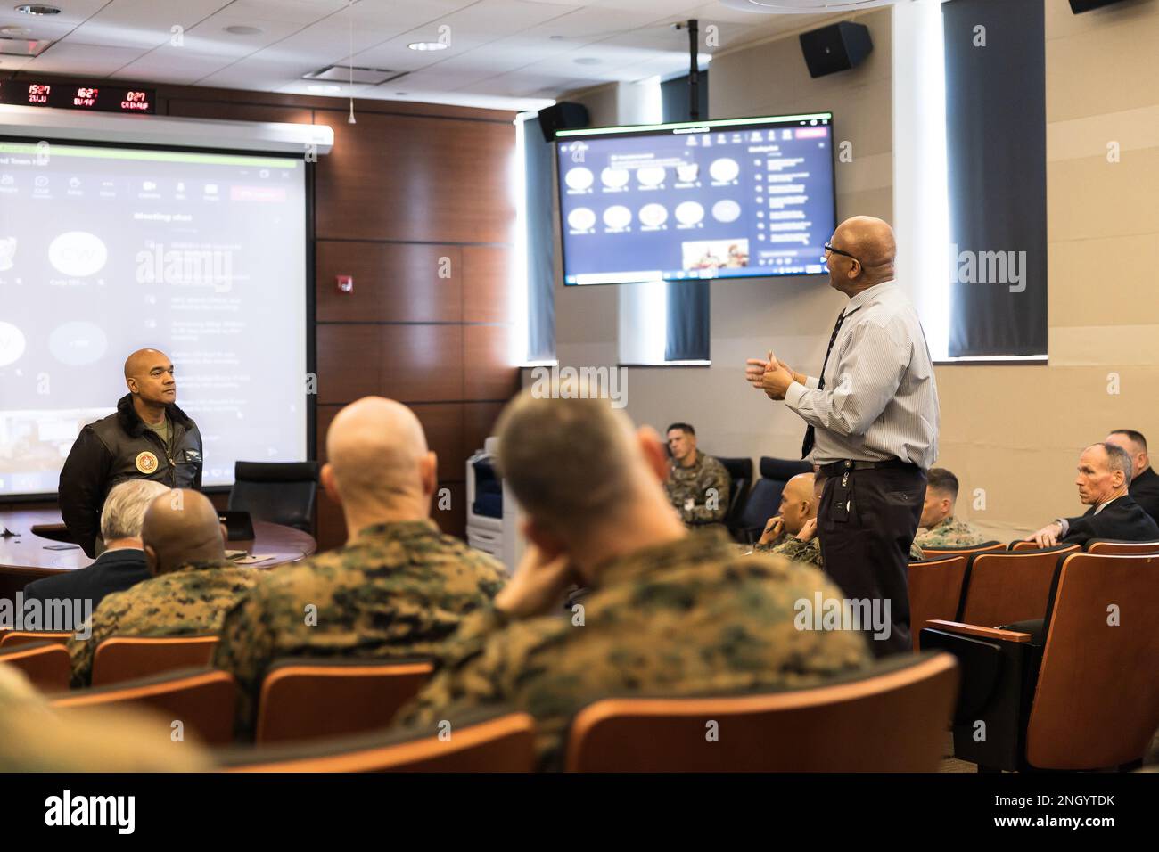 U.S. Marine Corps Lt. Gen. Brian W. Cavanaugh, left, the commanding ...