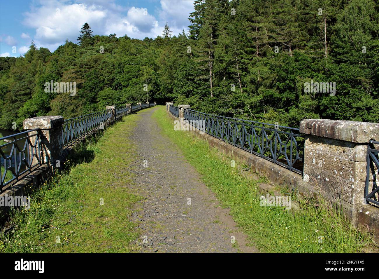 Top of the Neidpath Viaduct over the River Tweed in summer. (Peebles ...