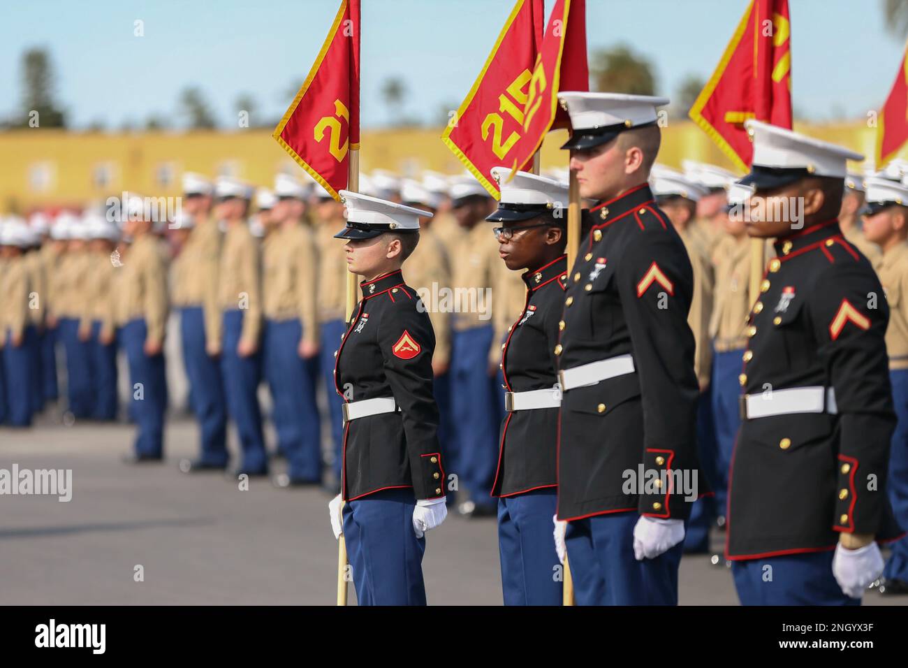U.S. Marine Corps Lance Cpl. Madison D. Franklin (left), a Marine with ...