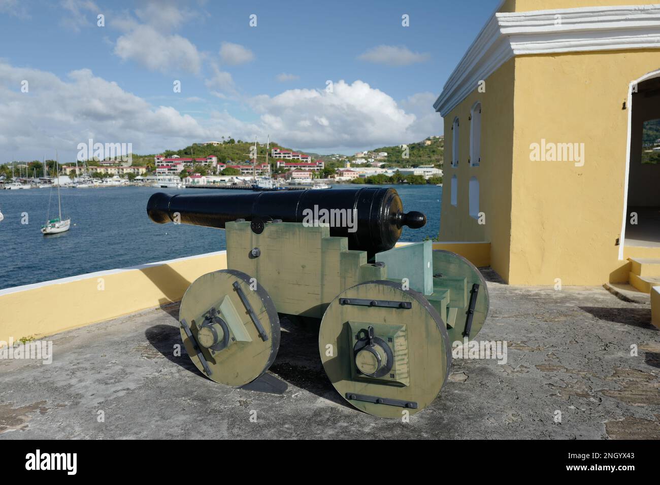 Fort with canon in the harbor of Christiansted on St. Croix Stock Photo ...