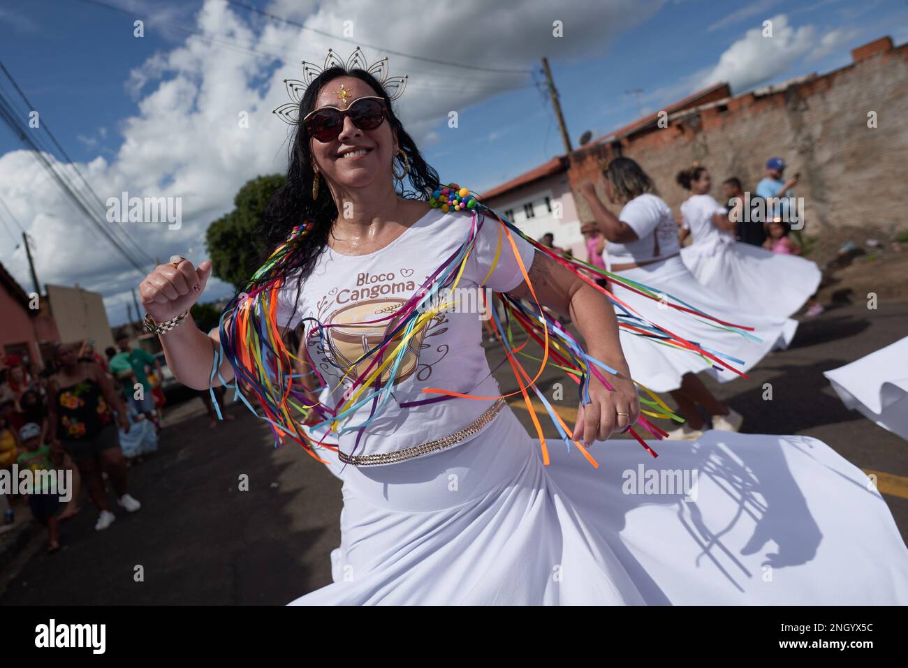 Franca, Sao Paulo, Brazil. 19th Feb, 2023. A dancer performs Maracatu ...