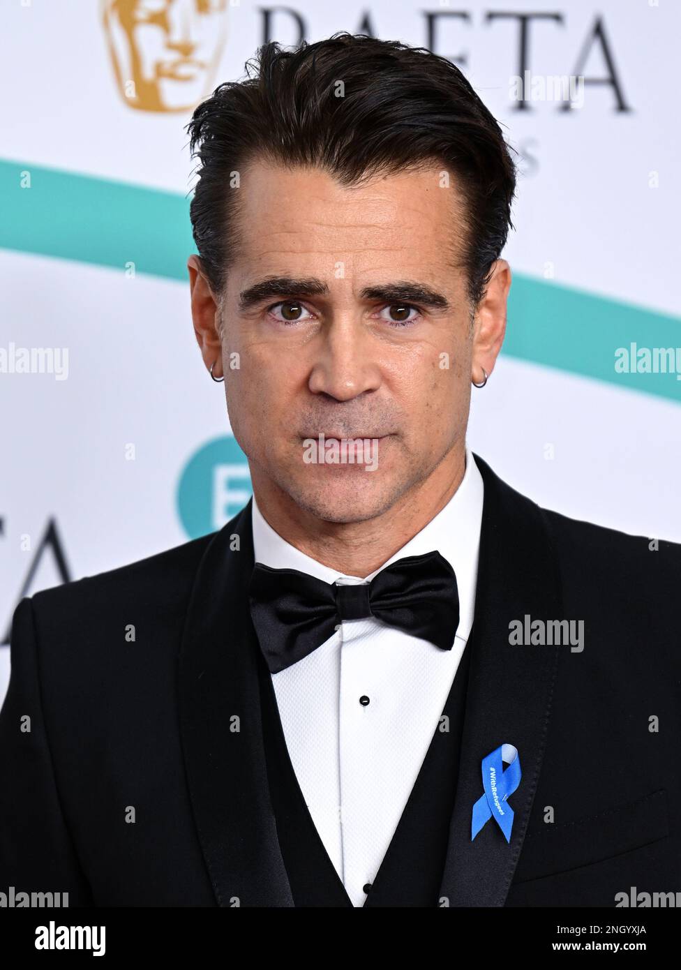 February 19th, 2023, London, UK. Colin Farrell arriving at the 2023 EE BAFTA Film Awards, Royal ...