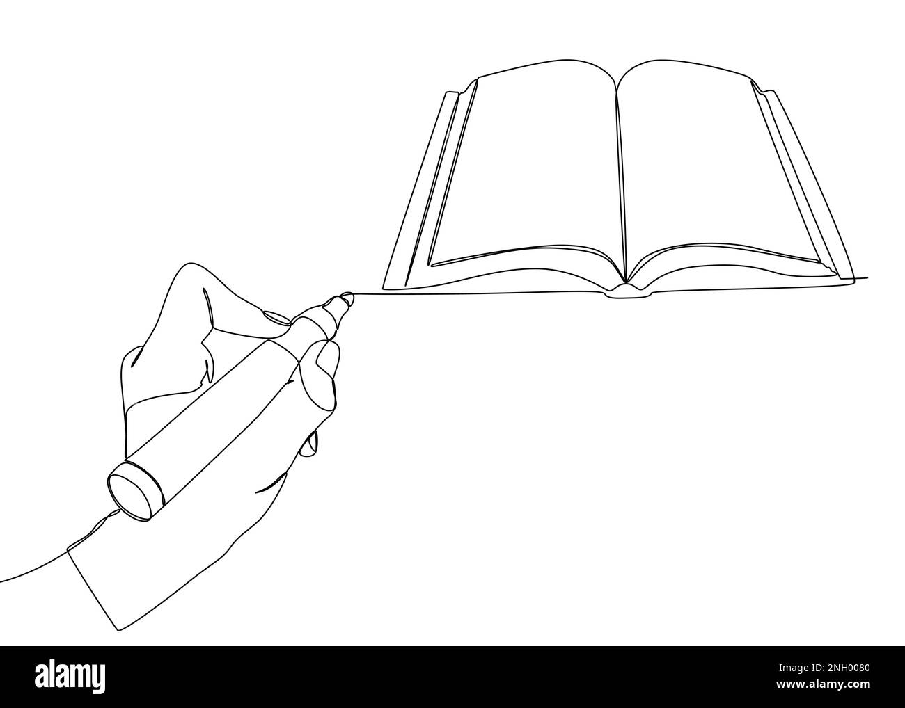 One Continuous Line Of Book With A Pencil Felt Tip Pen Thin Line