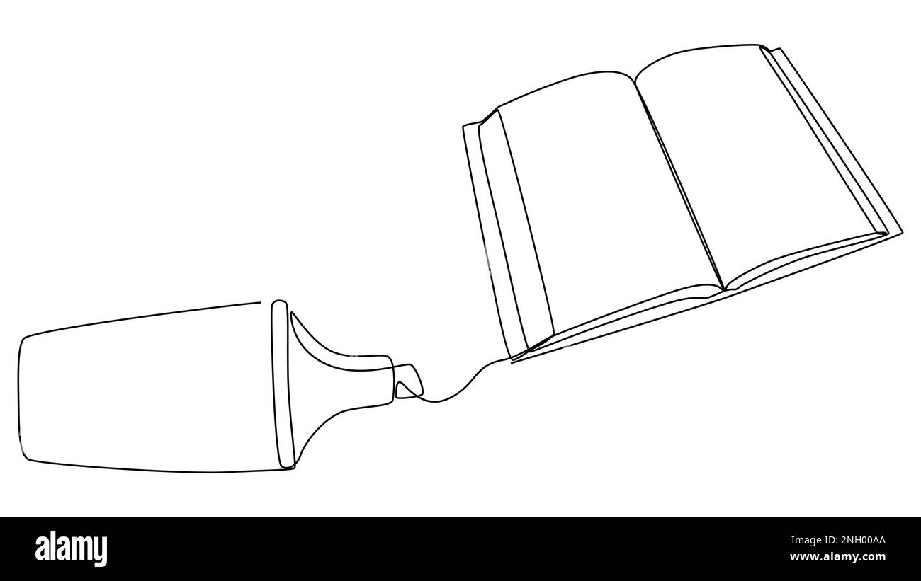 One Continuous Line Of Book With A Pencil Felt Tip Pen Thin Line