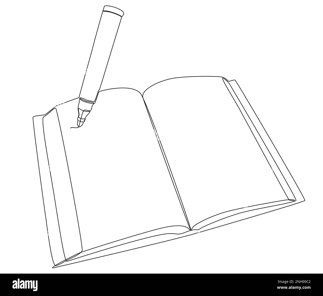 One Continuous Line Of Book With A Pencil Felt Tip Pen Thin Line