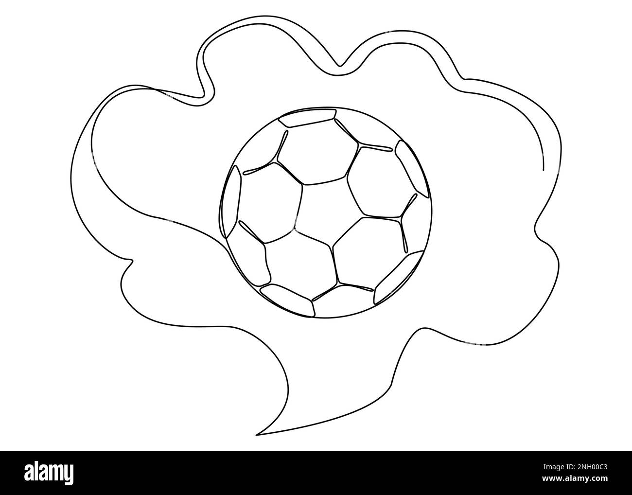 One continuous line of speech bubble with Football ball. Thin Line ...