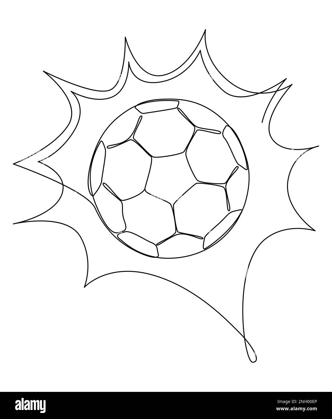 One continuous line of speech bubble with Football ball. Thin Line ...