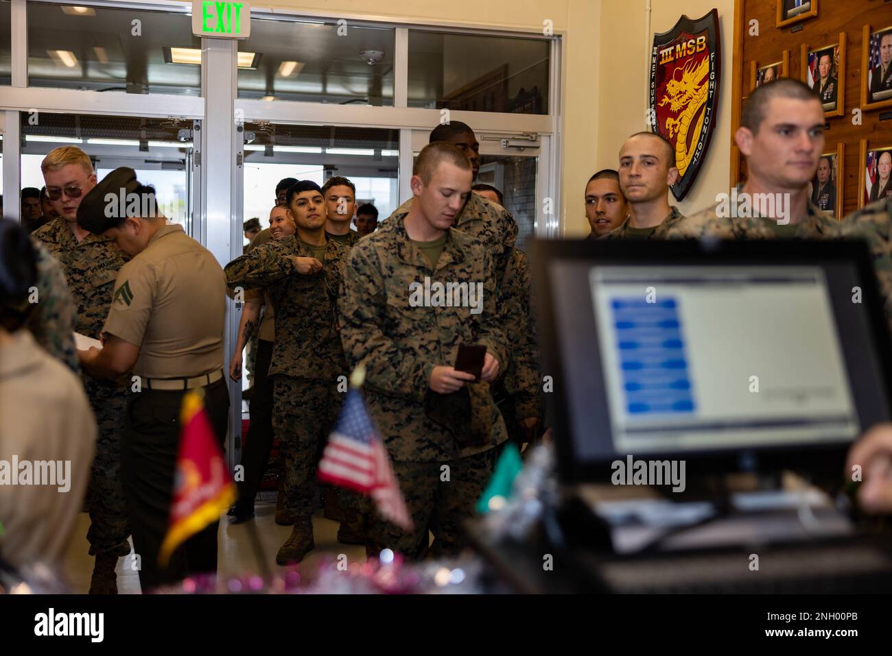 U.S. Marines line up during the III Marine Expeditionary Force Support ...