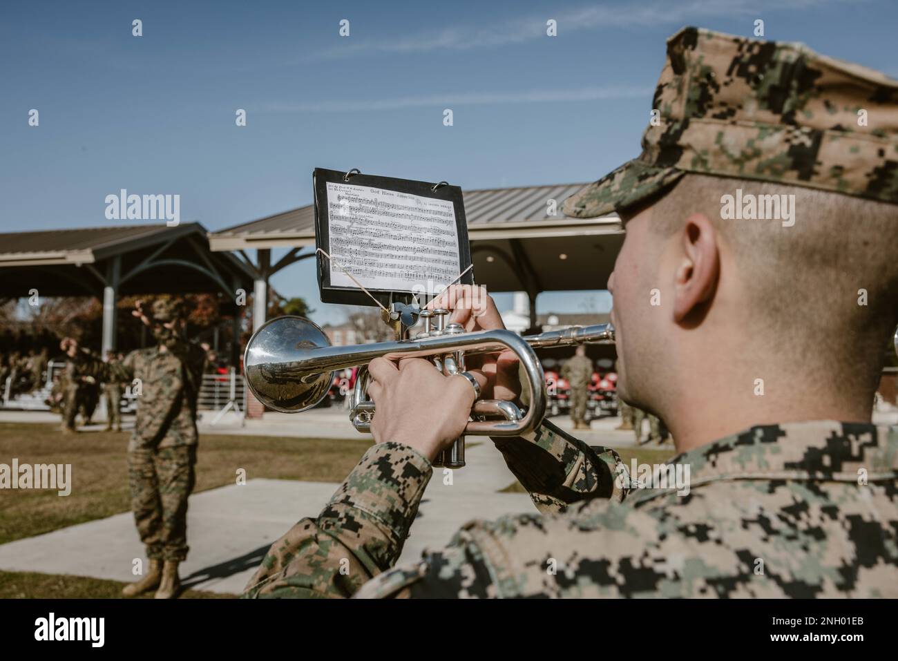 A U.S. Marine with Headquarters Battalion, 2d Marine Division, performs ...