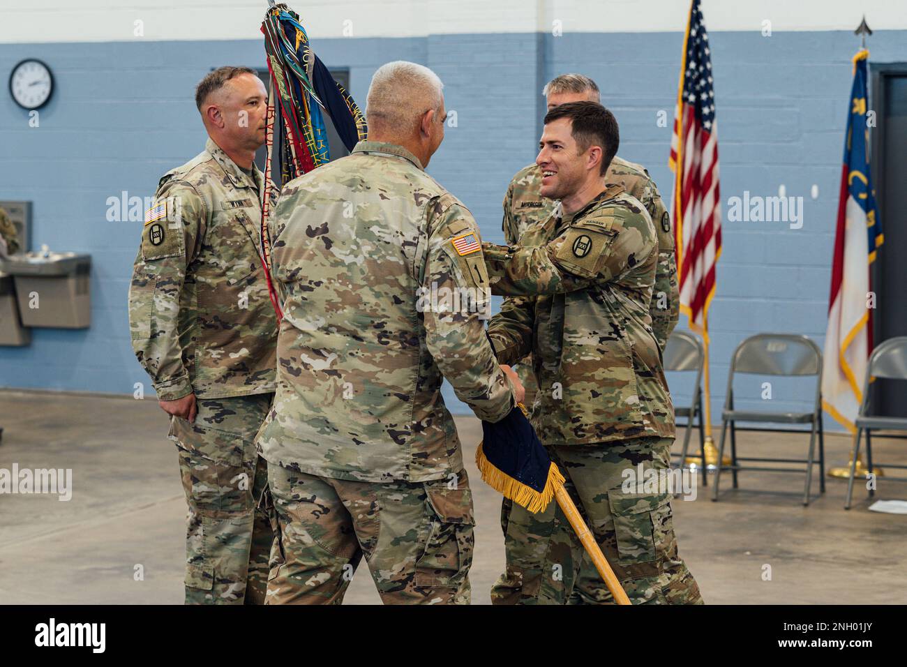 U.S. Army Maj. Andrew DeLaney, right, assumes command of the North ...