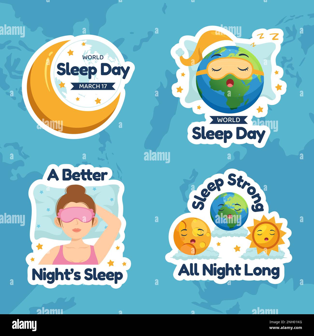 Happy Sleep Day Label Flat Cartoon Hand Drawn Templates Background ...