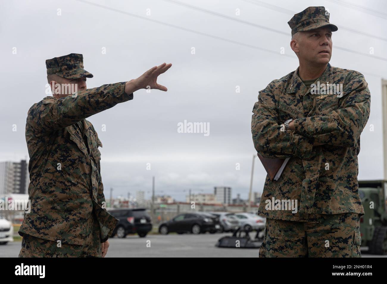 U.S. Marine Corps Lt. Col. Kevin Misner, left, commanding officer of ...