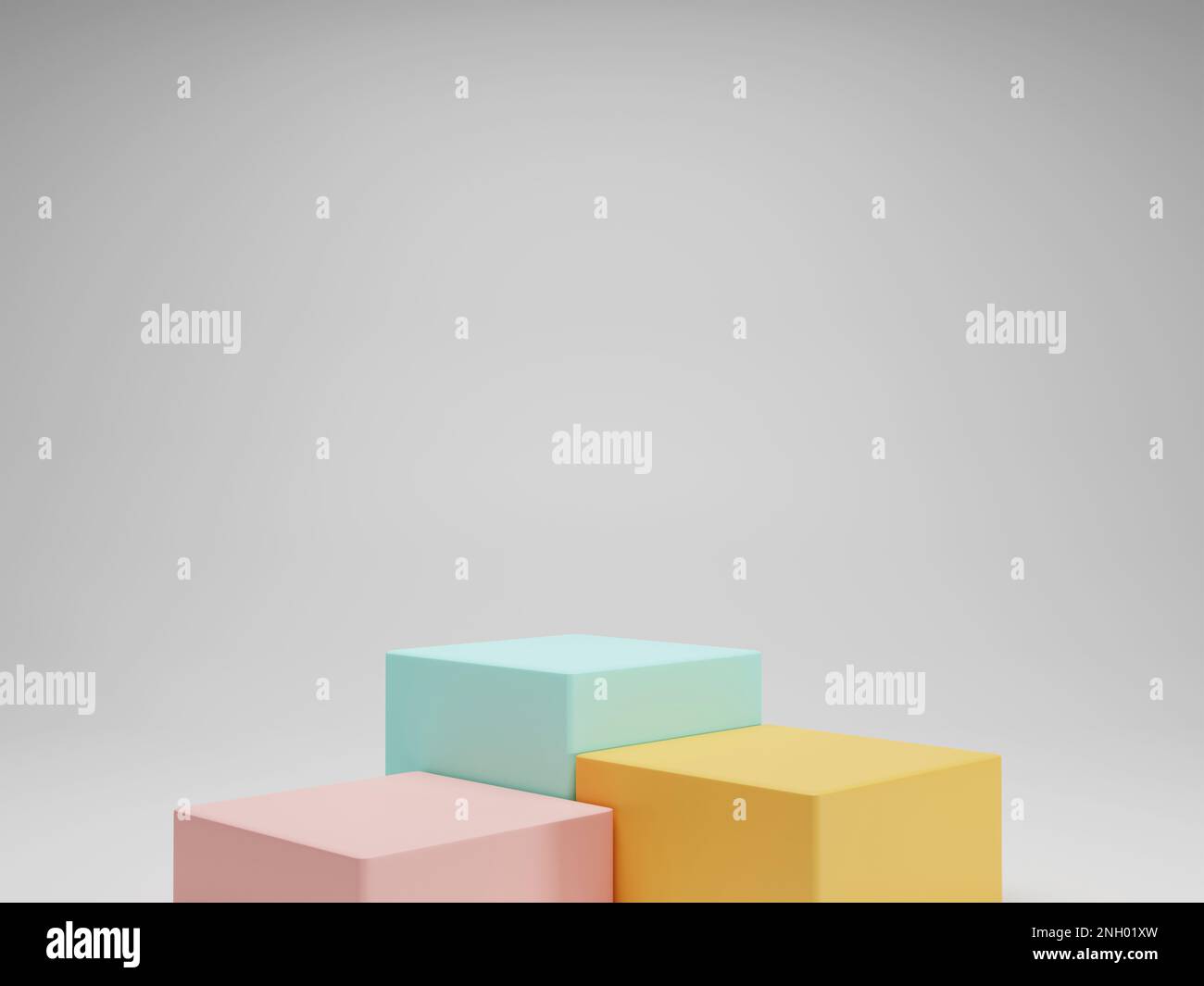 3D rendering colourful pastel colour minimal rectangular pedestal or ...