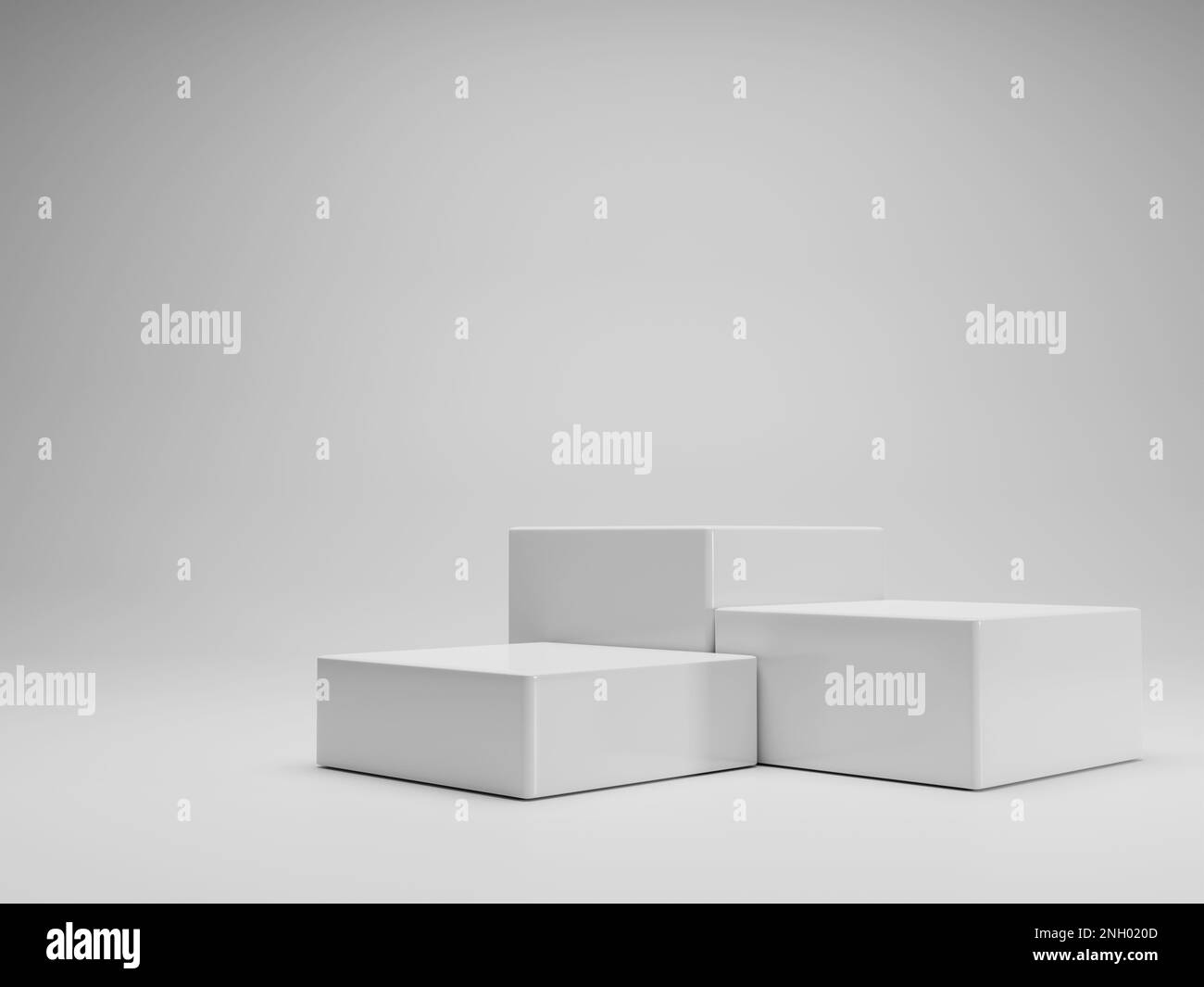 3D rendering white minimal rectangular pedestal podium for product display showcase on empty ...