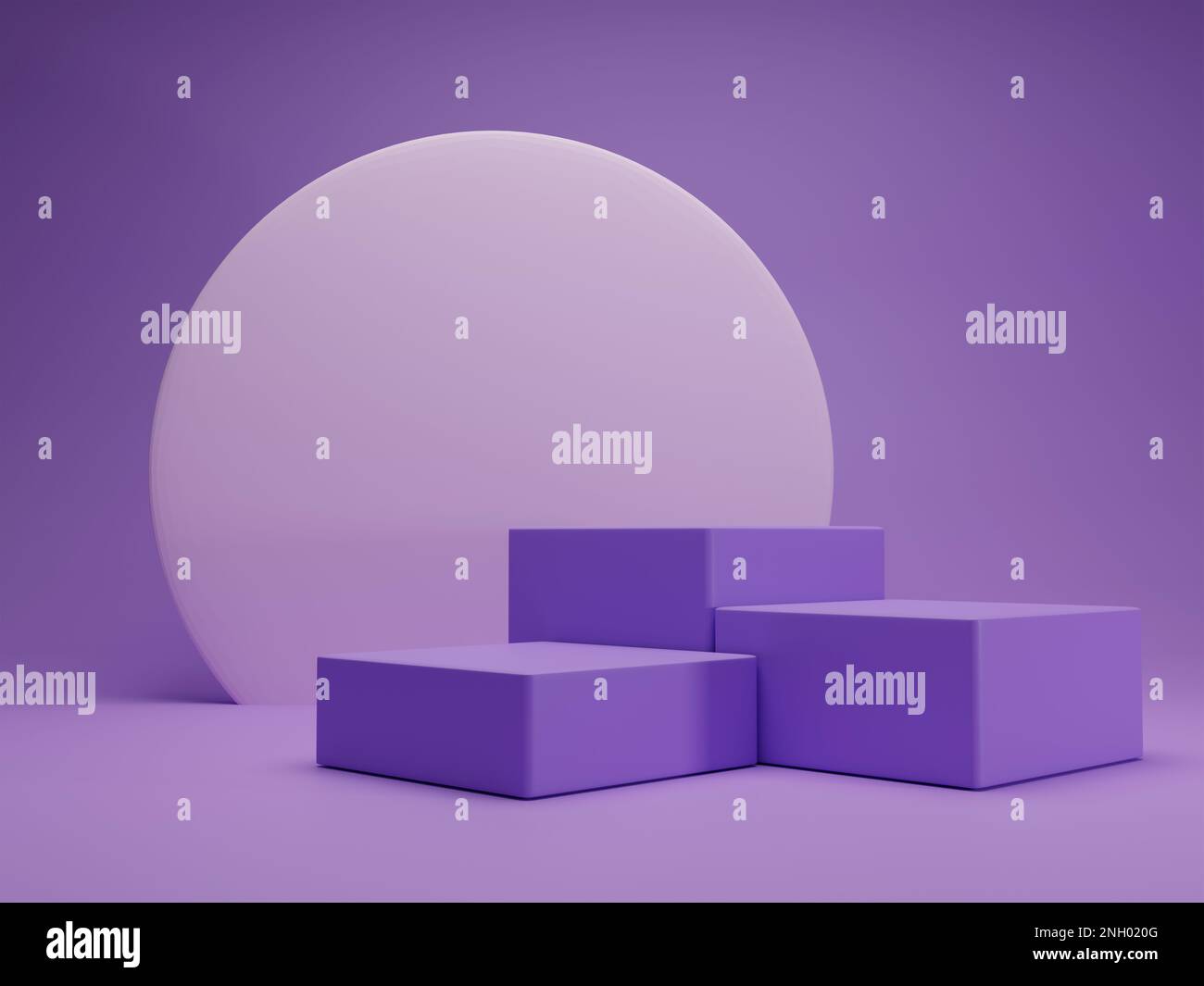 3D rendering purple colour minimal concept double cylinder pedestal or ...