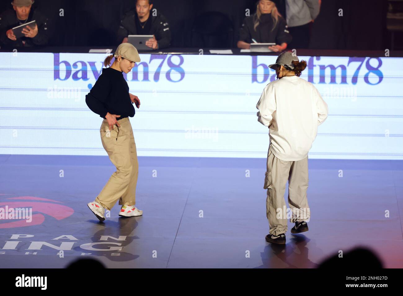 Yoyogi 2nd Gymnasium, Tokyo, Japan. 19th Feb, 2022. (L to R) Ayumi ...