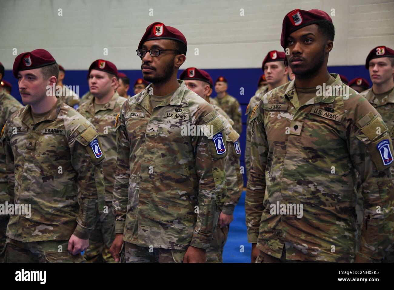 U.S. Soldiers assigned to 173rd Airborne Brigade stand in formation ...