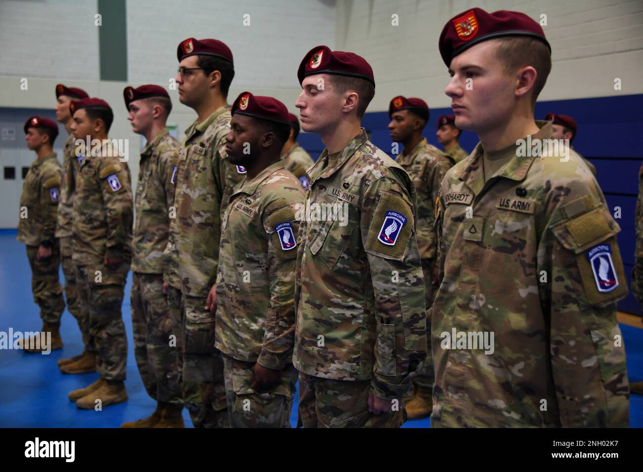 U.S. Soldiers assigned to 173rd Airborne Brigade stand in formation ...
