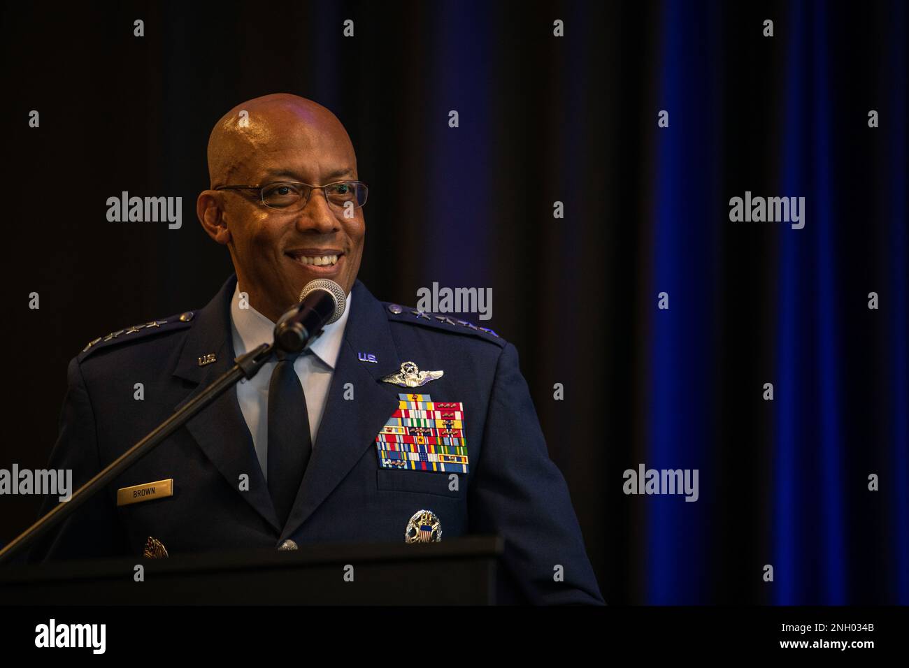 Air Force Chief of Staff Gen. CQ Brown, Jr. gives remarks during a ...