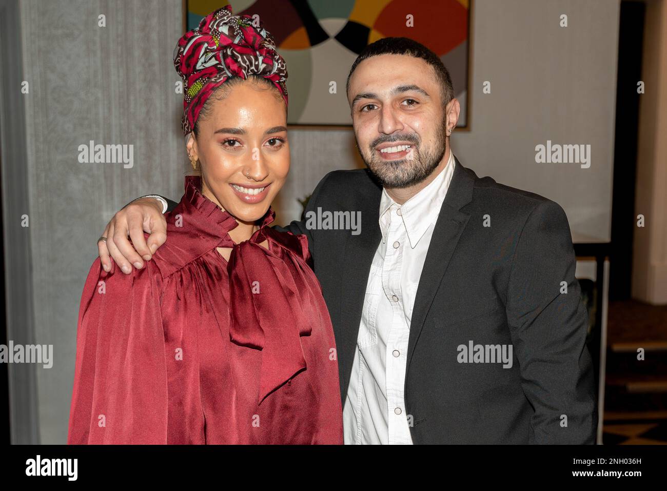 London, UK. 17th Feb, 2023. (L-R) Lalla Mariah al Idrissi with actor ...