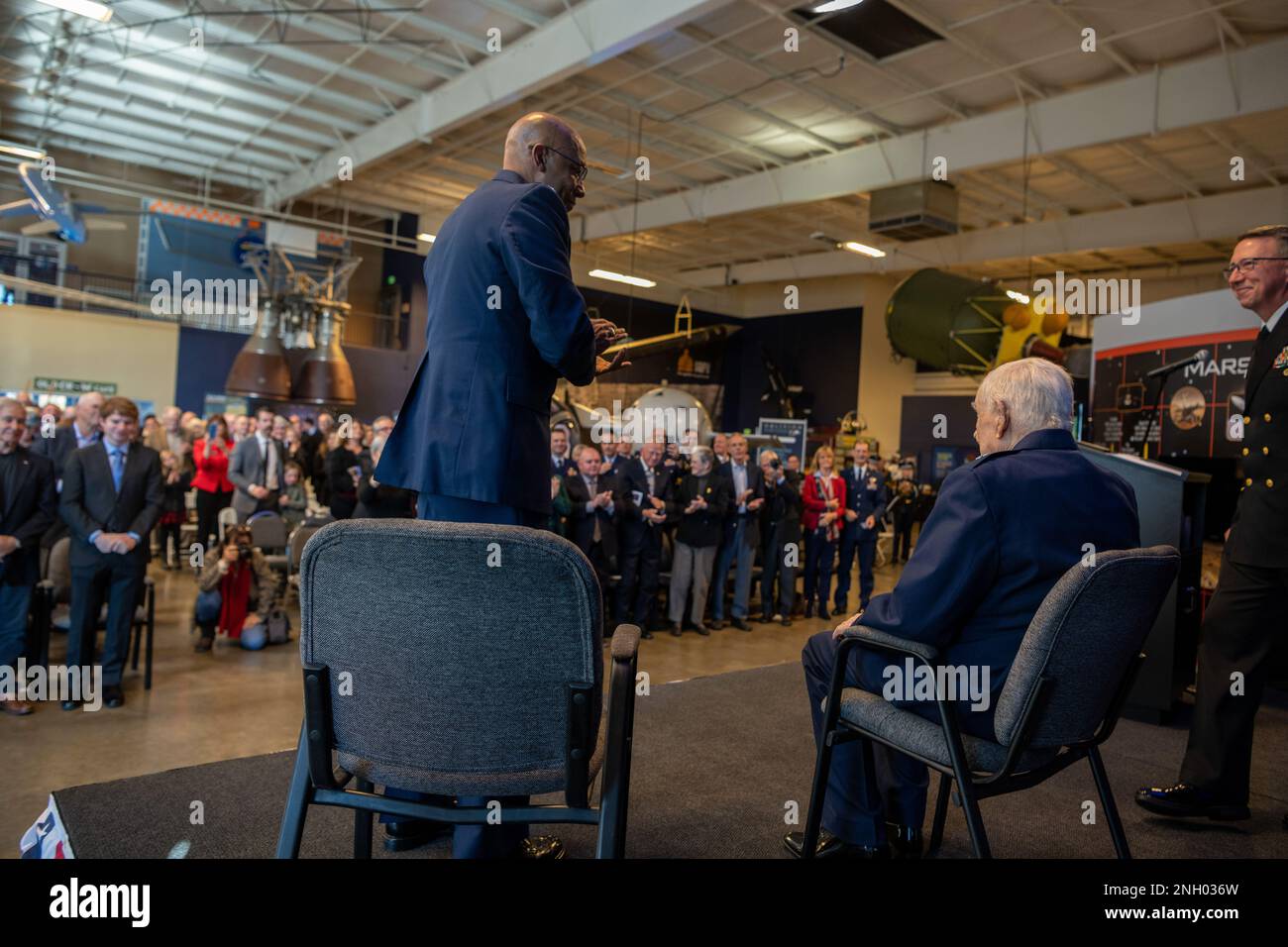 U.S. Air Force retired Brig. Gen. Clarence E. “Bud” Anderson receives a ...