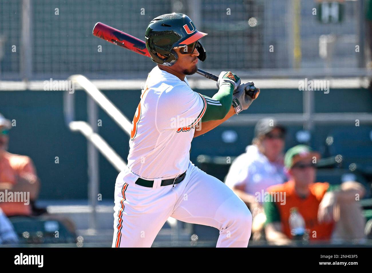 CORAL GABLES, FL - FEBRUARY 19: Miami outfielder Ian Farrow (43 ...