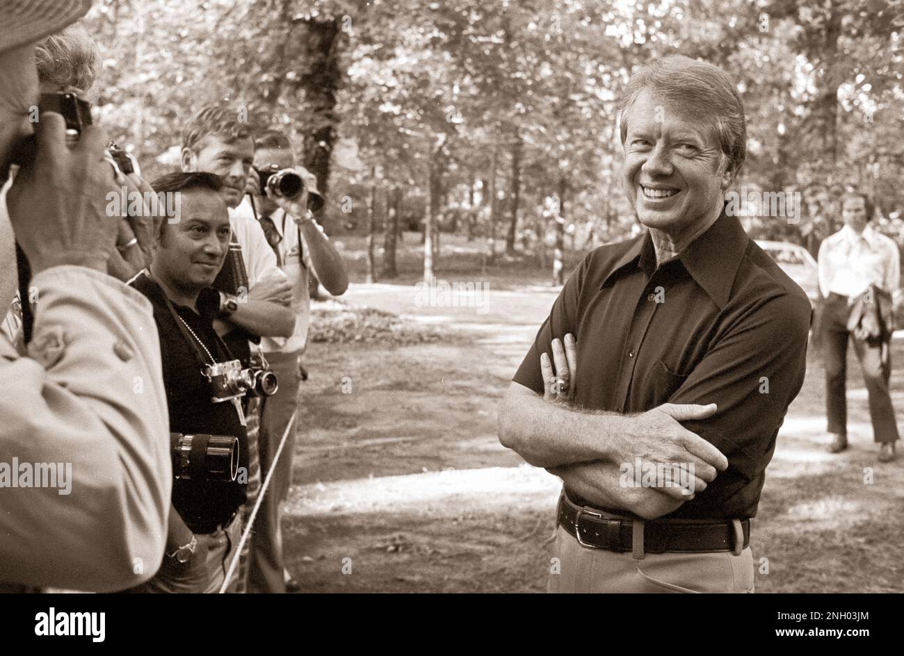1976 Democratice presidential nominee Jimmy Carter speaks to the press ...