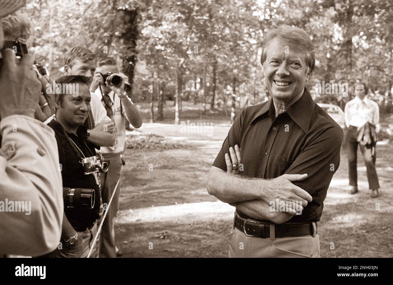 1976 Democratice presidential nominee Jimmy Carter speaks to the press ...