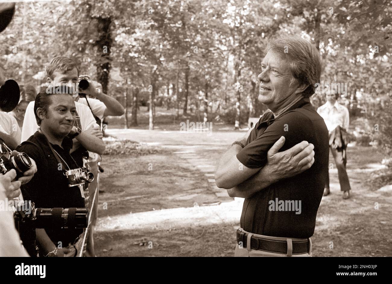 1976 Democratice presidential nominee Jimmy Carter speaks to the press ...