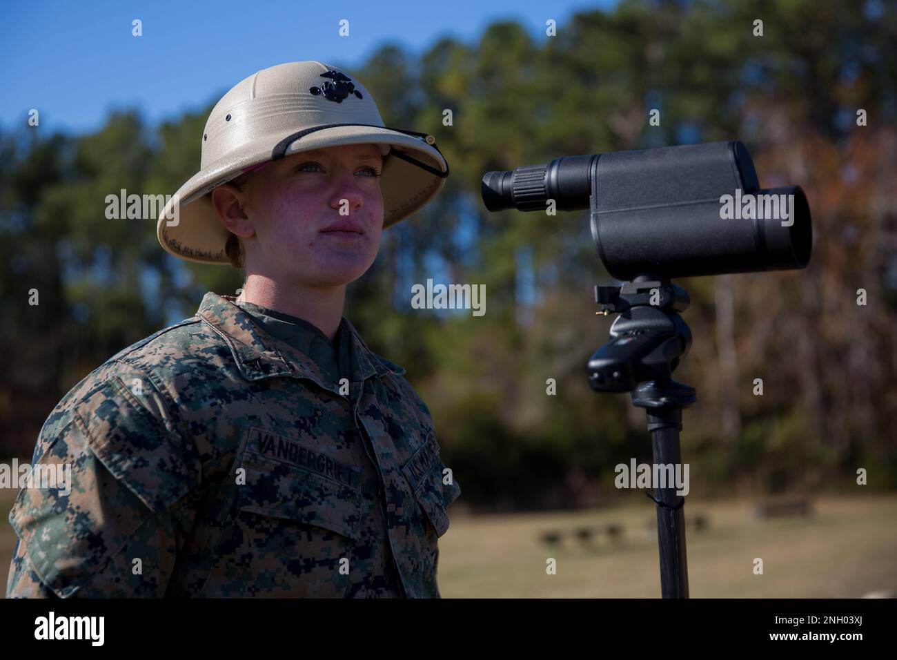 U.S. Marine Corps Lance Cpl. Alexis Vandergrift, a range coach with ...