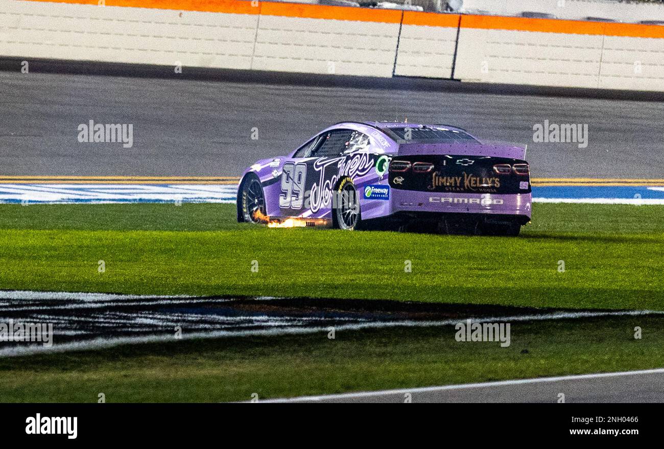 Daytona, United States. 19th Feb, 2023. Daniel Suarez tries to refire ...