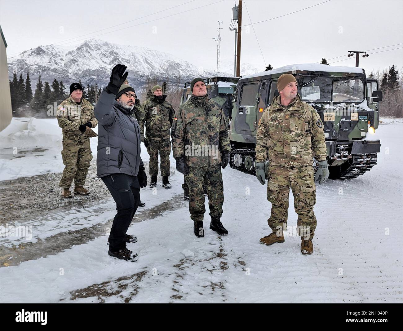 Members of the Germany Army participate in a tour of the Black Rapids ...