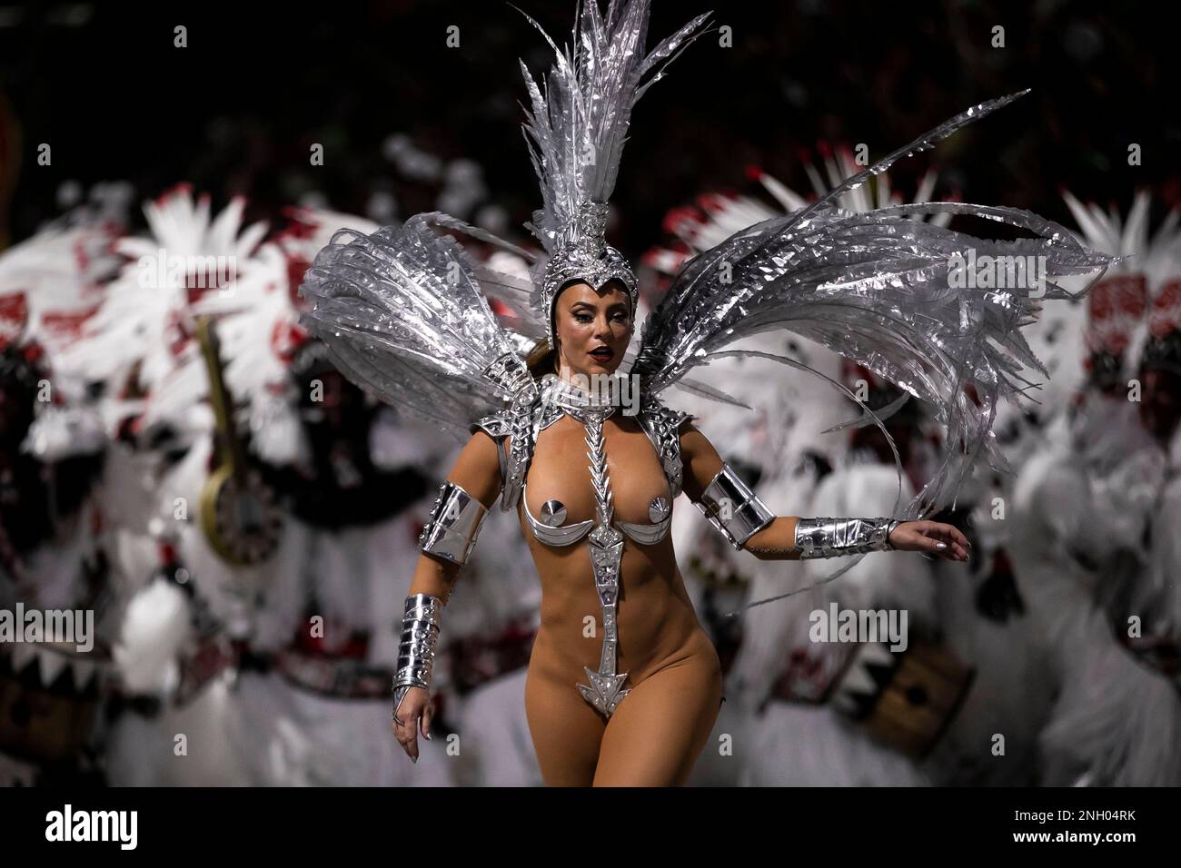 Drum queen Paolla Oliveira from the Grande Rio samba school performs during Carnival ...