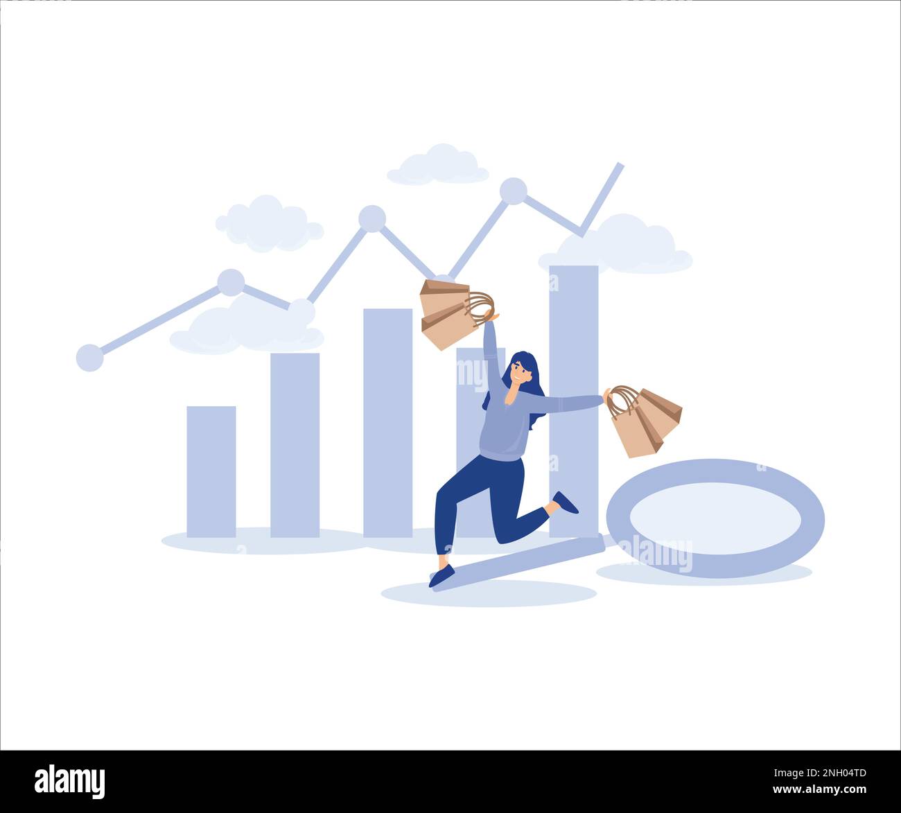 Customer Insightoptimizing Customer Experience Concept Happy Woman Consumer Holding Full Of