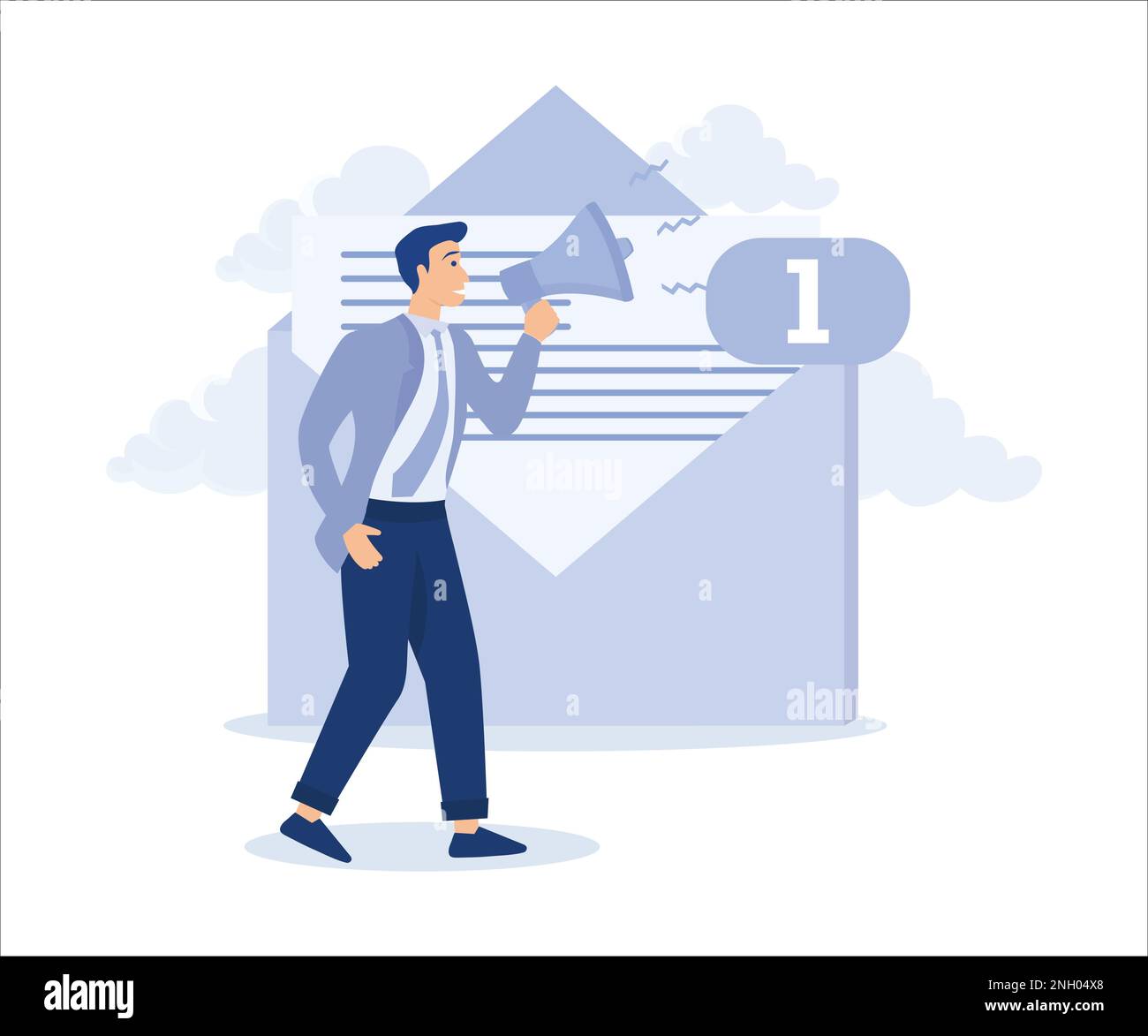 Email marketing,promotion information concept, businessman announcing ...