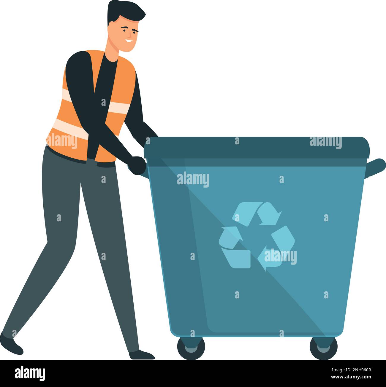 Garbage basket icon cartoon vector. Street worker. Waster janitor Stock ...