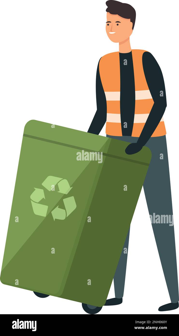 Garbage basket icon cartoon vector. Cleaner job. Waste collector Stock ...