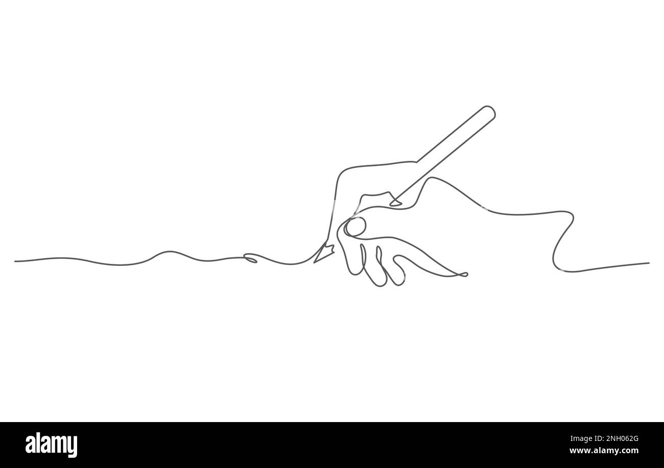 hand writing with pencil in continous line drawing vector illustration ...