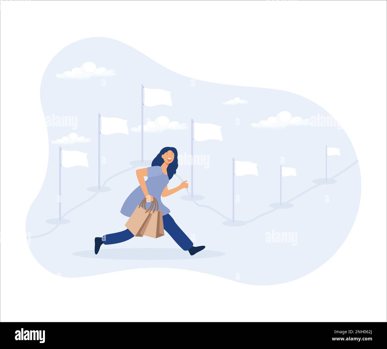 Customer journey, consumer or user experience concept, happy woman ...