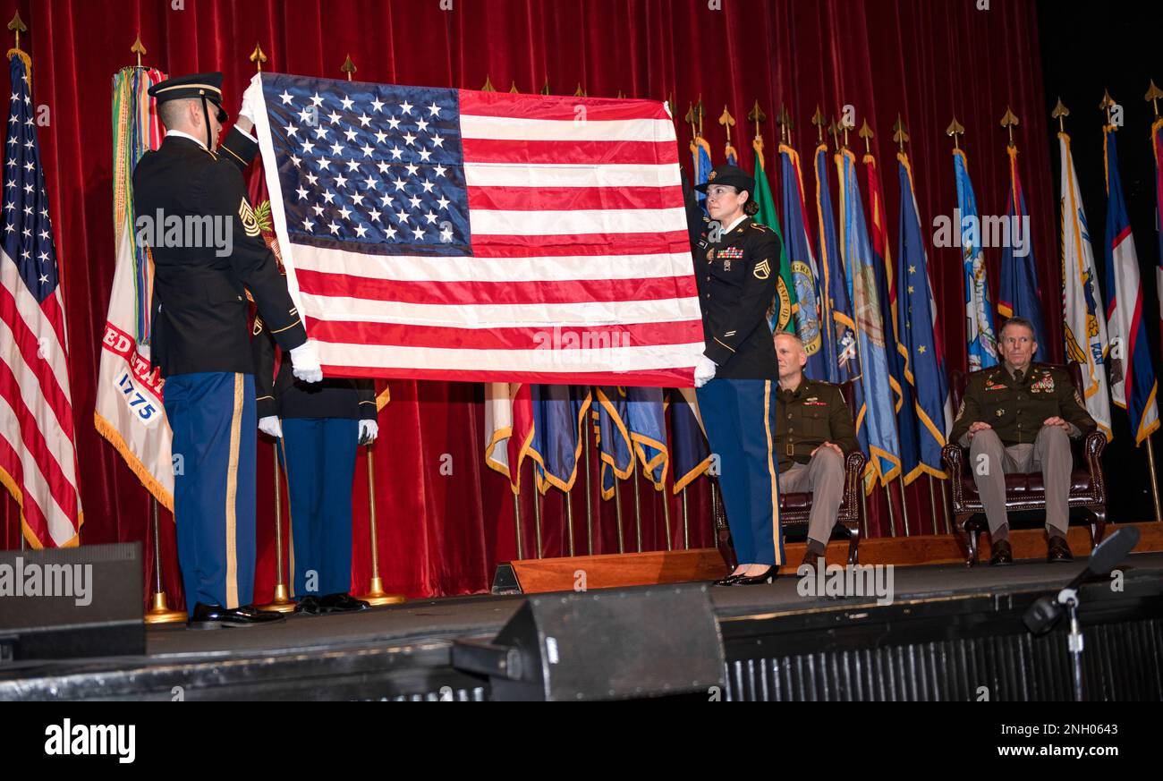 U.S. Soldiers from U.S. Army Medical Command execute a flag ...