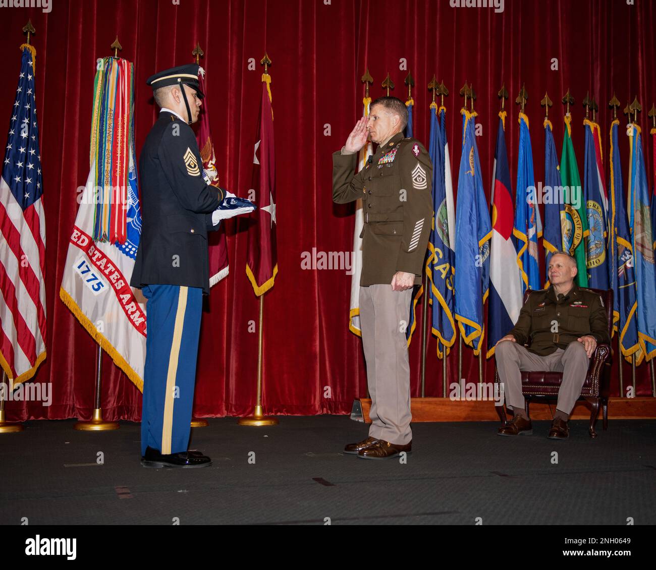 U.S. Army Command Sgt. Maj. Clark J. Charpentier MEDCoE Command Sergeant Major render honors ...