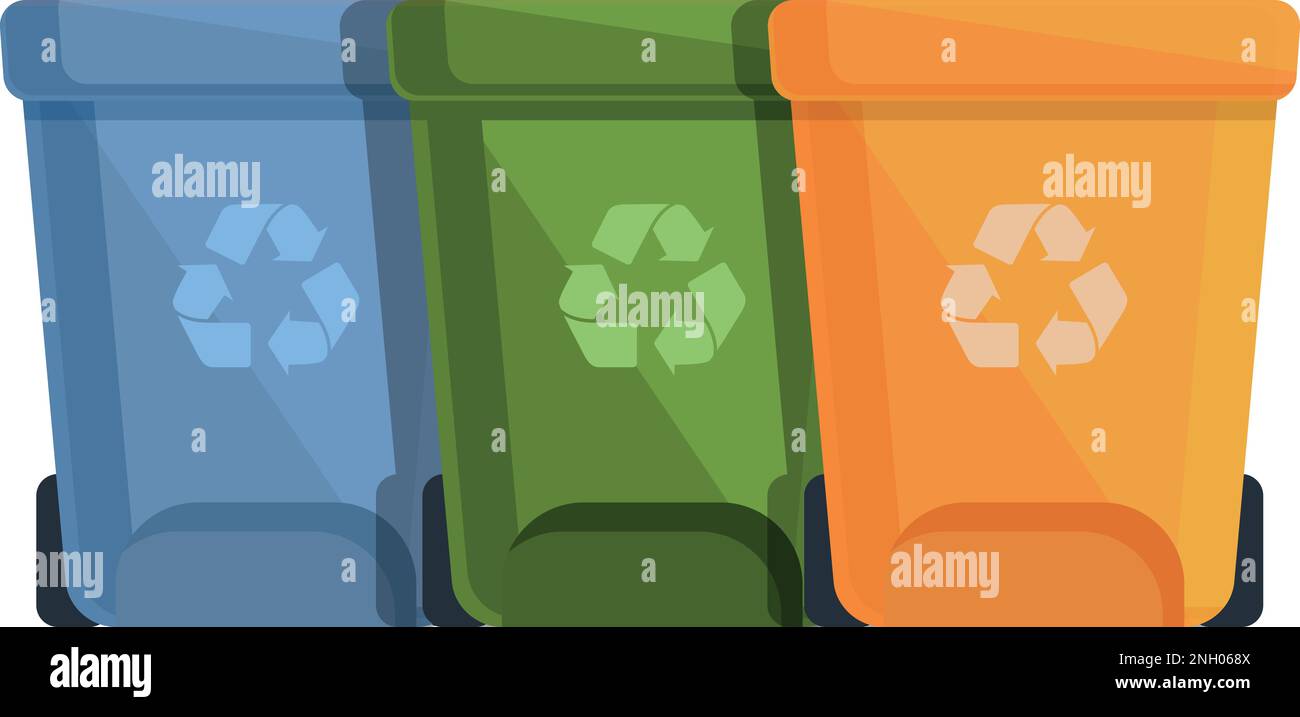 Garbage container icon cartoon vector. Street man cleaner. Waste ...