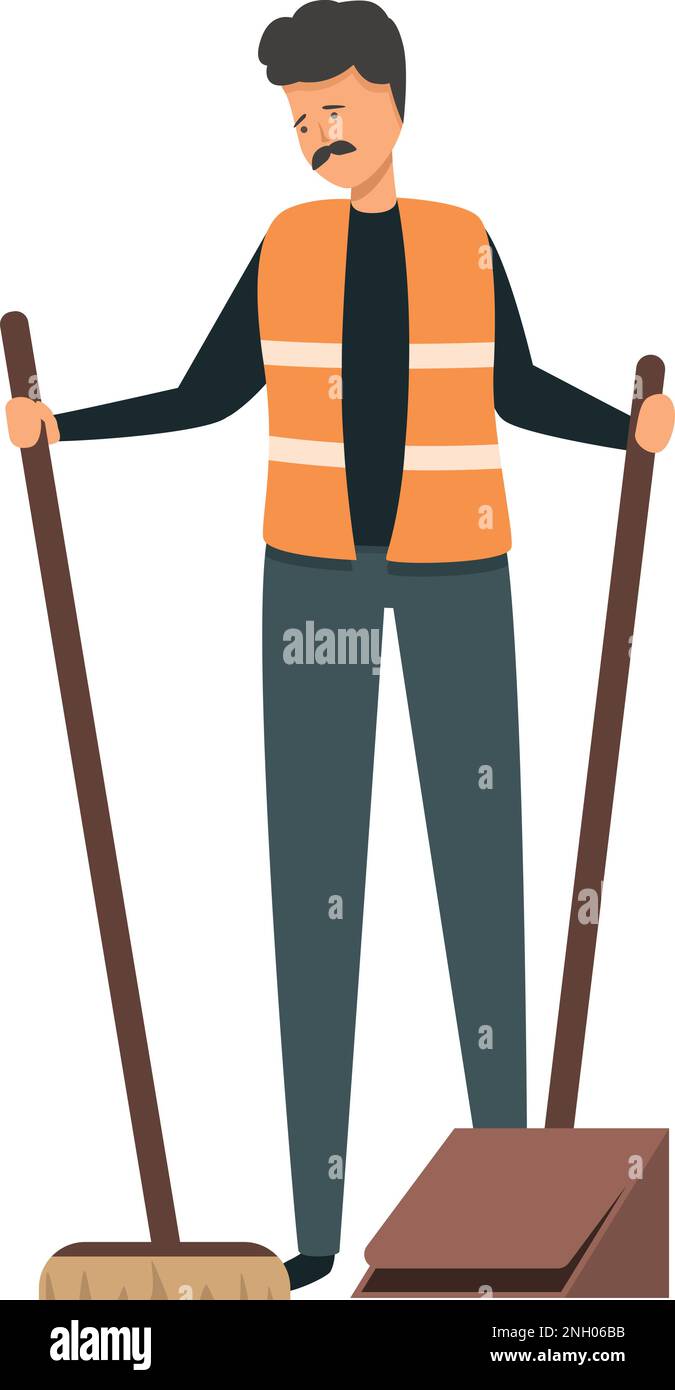 Waste cleaner icon cartoon vector. Street garbage. Worker man Stock ...