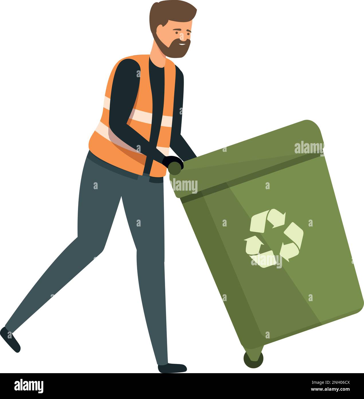 Waste container icon cartoon vector. Street cleaner. Janitor collector ...