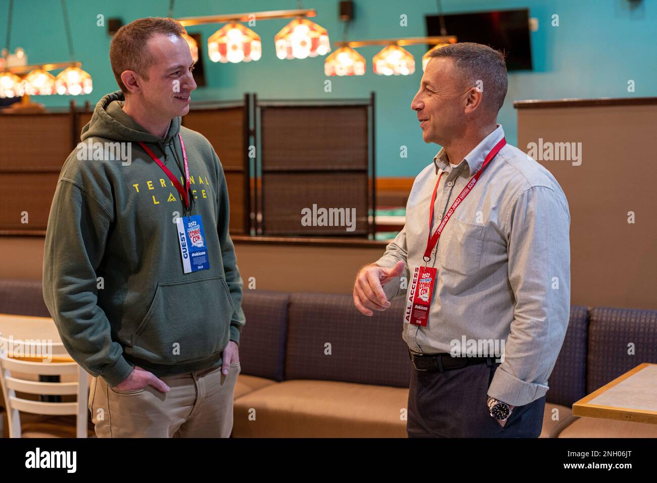 U.S. Marine Corps Col. David M. Banning, right, the commanding officer ...