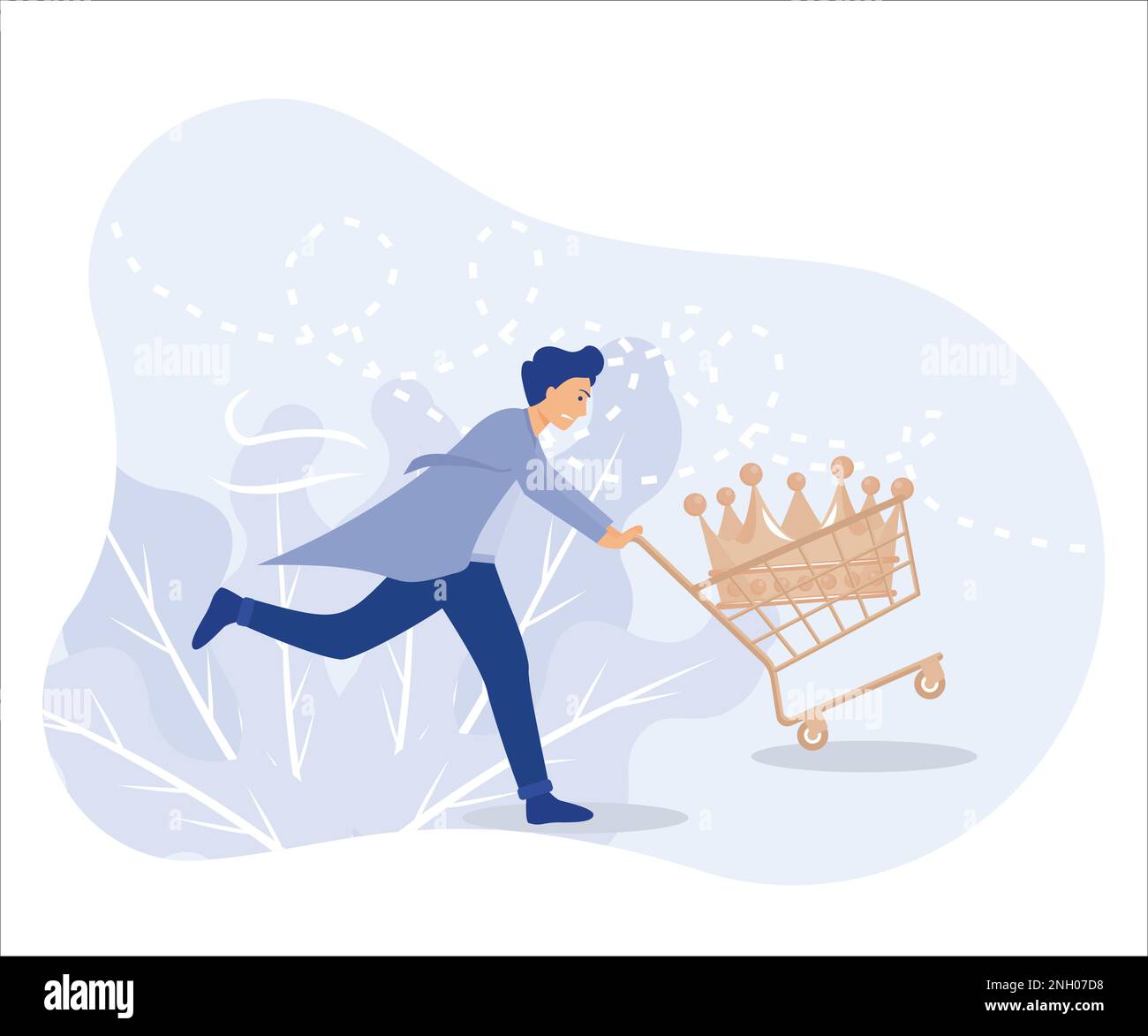 Customer is king, happy man customer wearing king crown running with ...